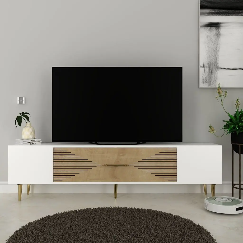 Hanah Home TV Komoda Dekol1, 150x48,2x29,6 cm, Hrast-bela