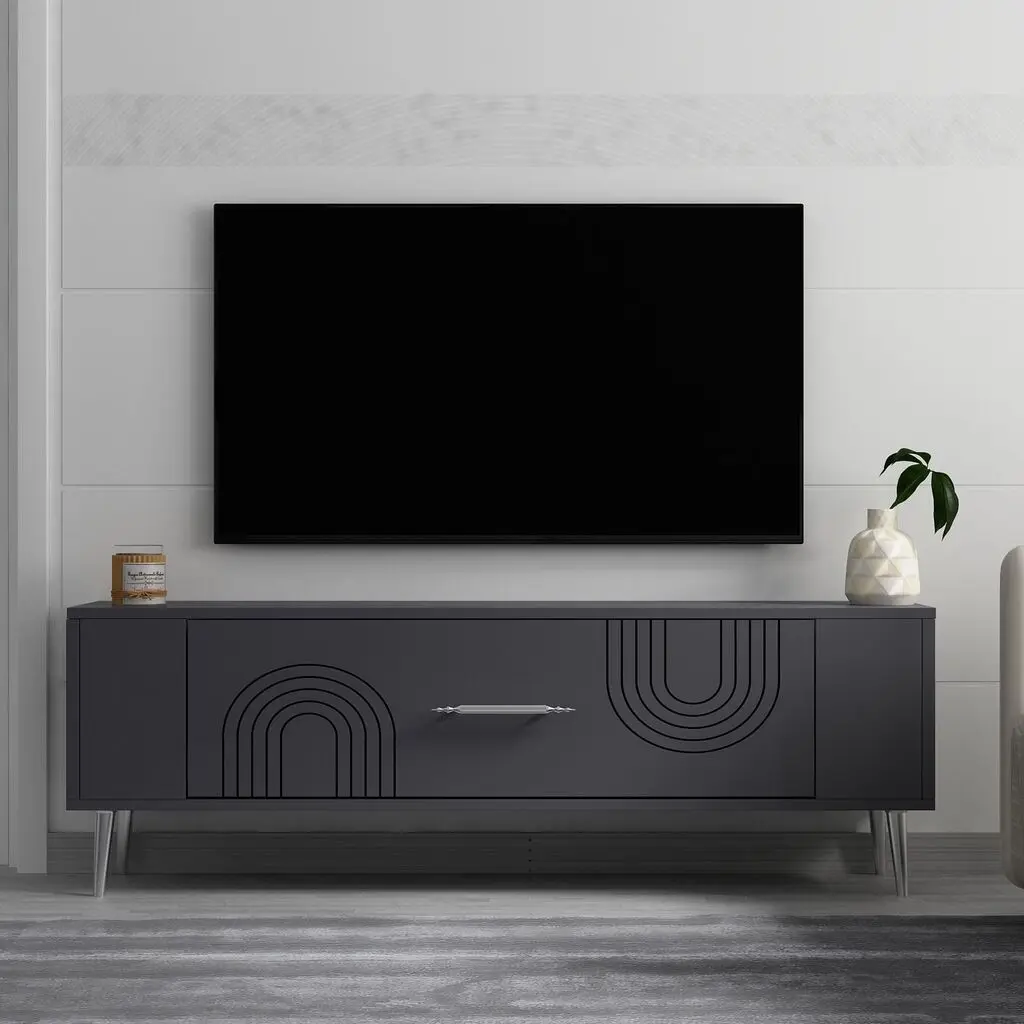 Hanah Home TV Komoda Retrol2, 120x48,2x26,4 cm, Antracit-Srebrne boje