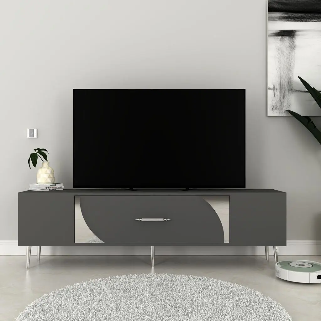 Hanah Home TV Komoda Dekop2, 150x48,2x29,6 cm, Antracit-Srebrne boje