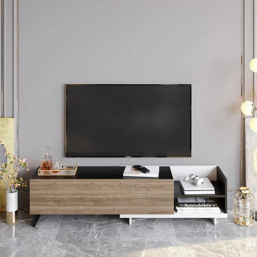 Hanah Home TV Komoda Parion, 165x41x35 cm, Belo-Crno-Orah