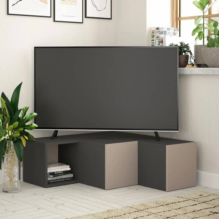 Hanah home TV Komoda Compact Antracit-Svetlobraon