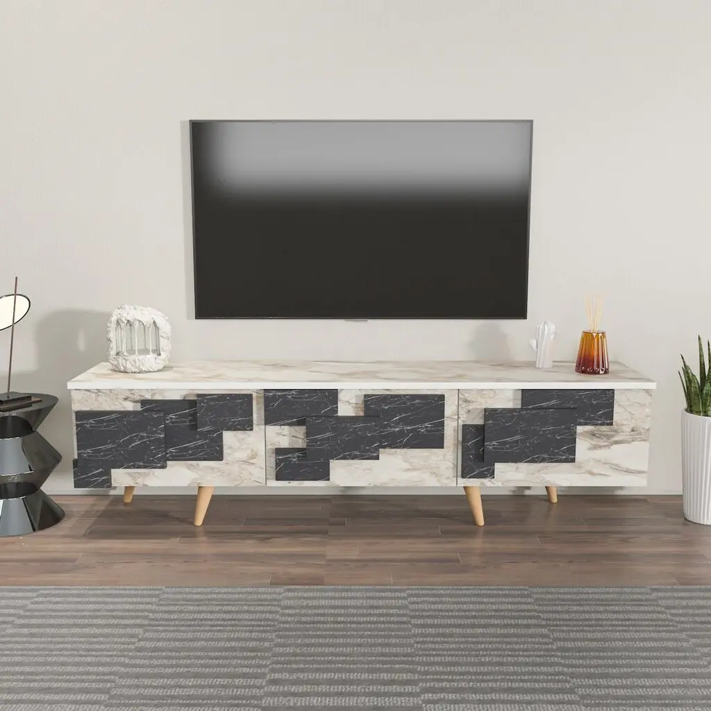 Hanah Home TV komoda 3 D, 160x45x35 cm, Krem