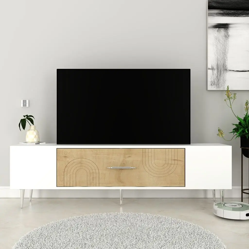 Hanah Home TV Komoda Dekol2, 150x48,2x29,6 cm, Bela-hrast