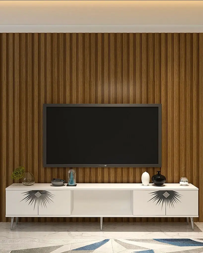 Hanah Home TV Komoda Nida, 150x40,6x29,6 cm, Belo-Srebrne boje