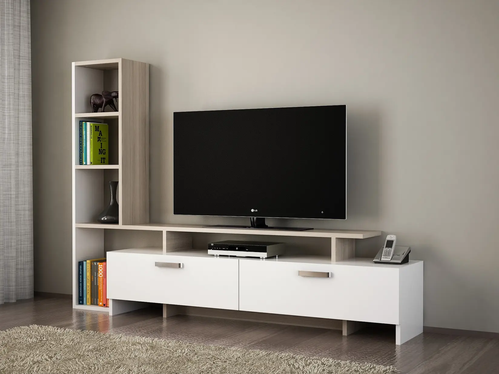 Hanah home TV Komoda Simal Belo-Krem