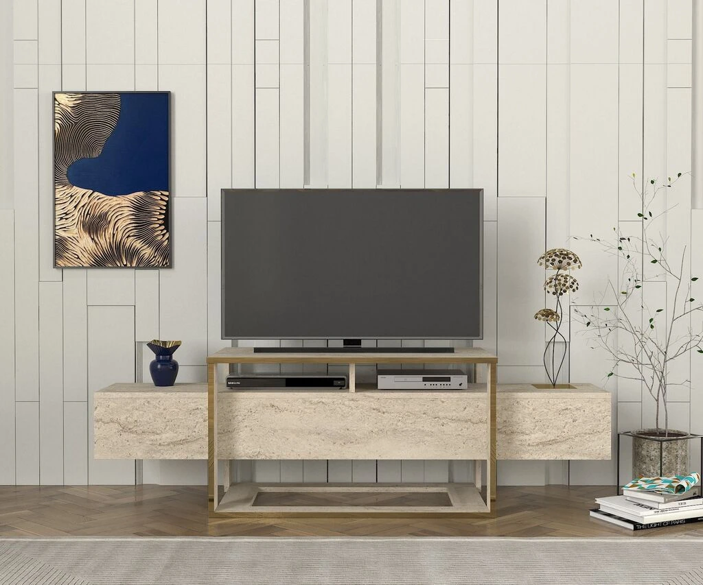 Hanah Home TV komoda Bianco, 160x49.8x46.1 cm, Krem