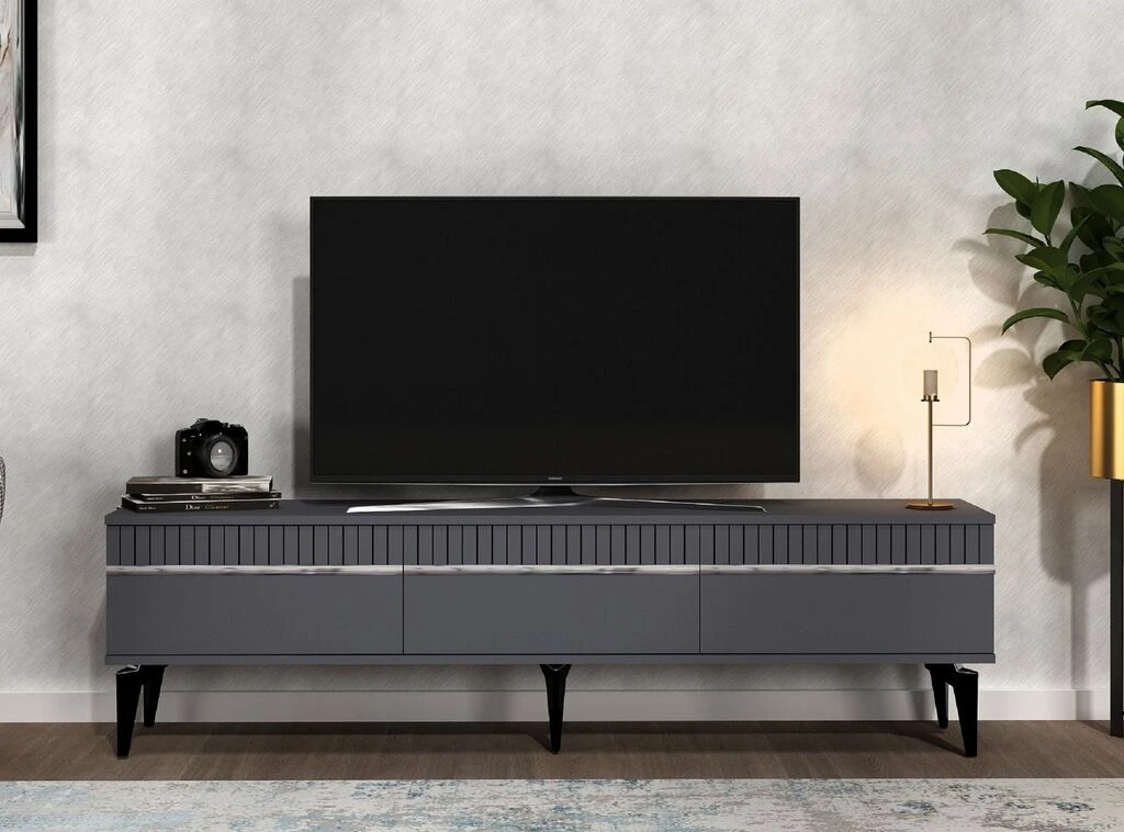Hanah Home TV Komoda Defne, 180x44,6x29,6 cm, Antracit-Srebrne boje