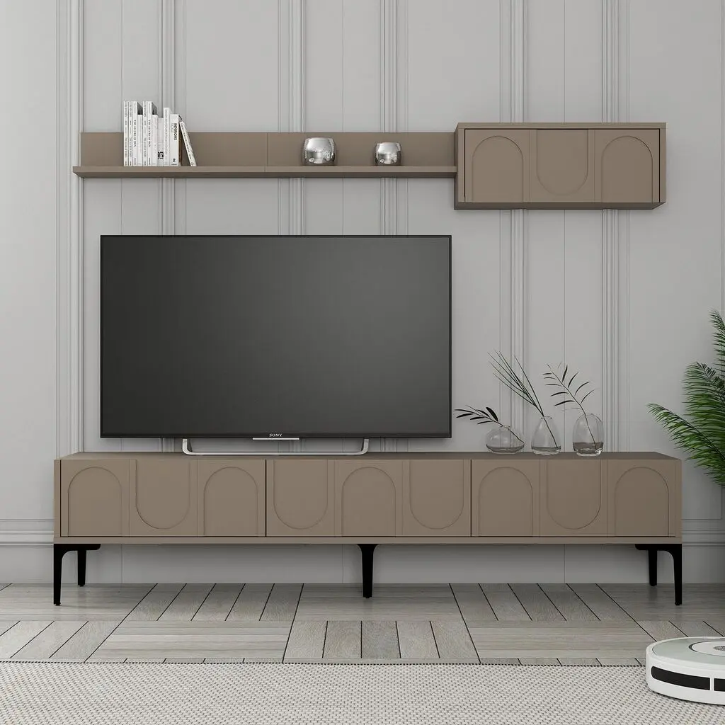 Hanah Home TV komoda sa policama Lyon 2, 180 cm, Krem