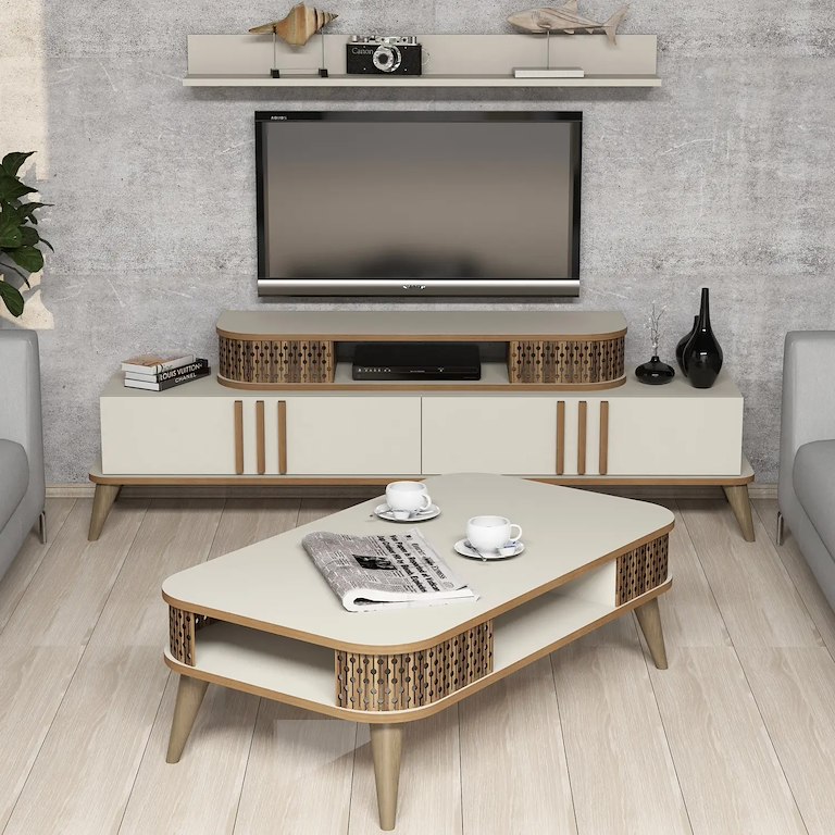 Hanah Home Set TV Komoda i klub sto Krem