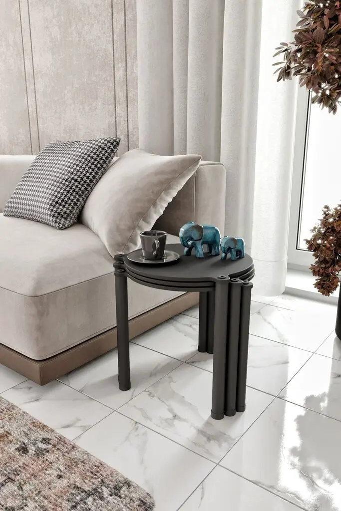 Hanah Home Set klub stolova Lavia 3, 3 komada, Antracit