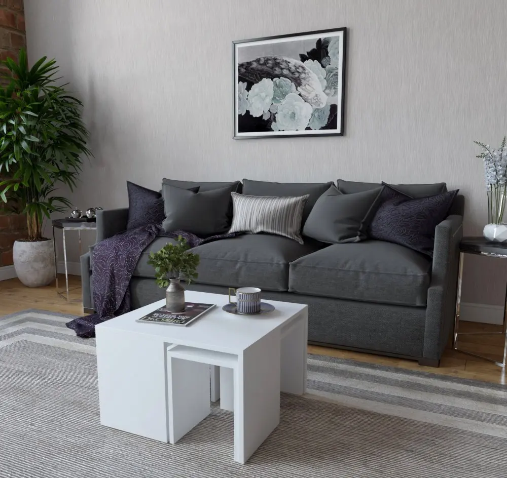 Hanah Home Ortanca Sto za dnevnu sobu, Bela