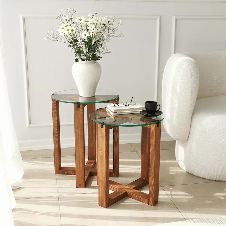 Hanah Home Set klub stolova, 2 komada Amalfi 40x45/50cm, Orah
