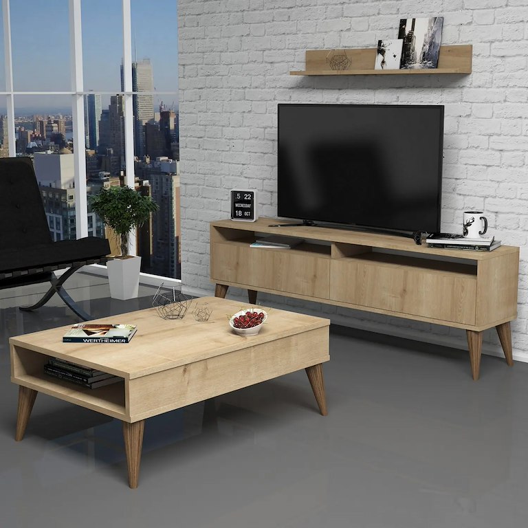 Hanah Home Set TV Komoda i klub sto Hrast