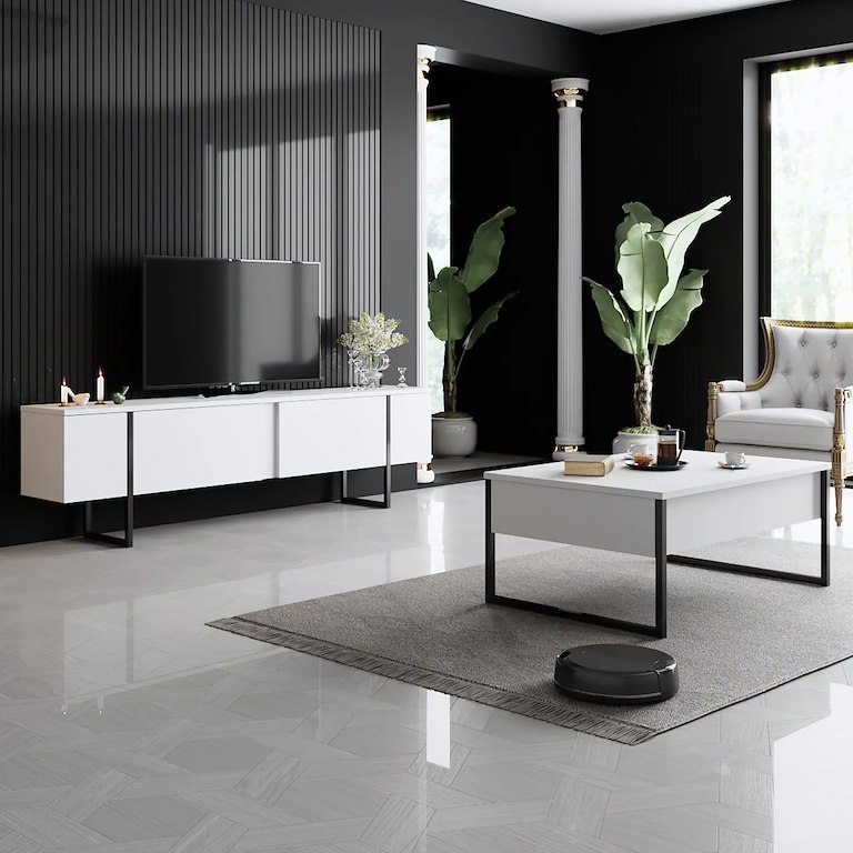 Hanah Home Set TV Komoda i klub sto Belo-Crni
