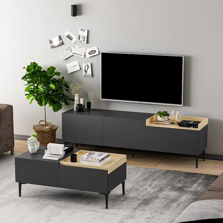 Hanah Home Set TV Komoda i klub sto Antracit