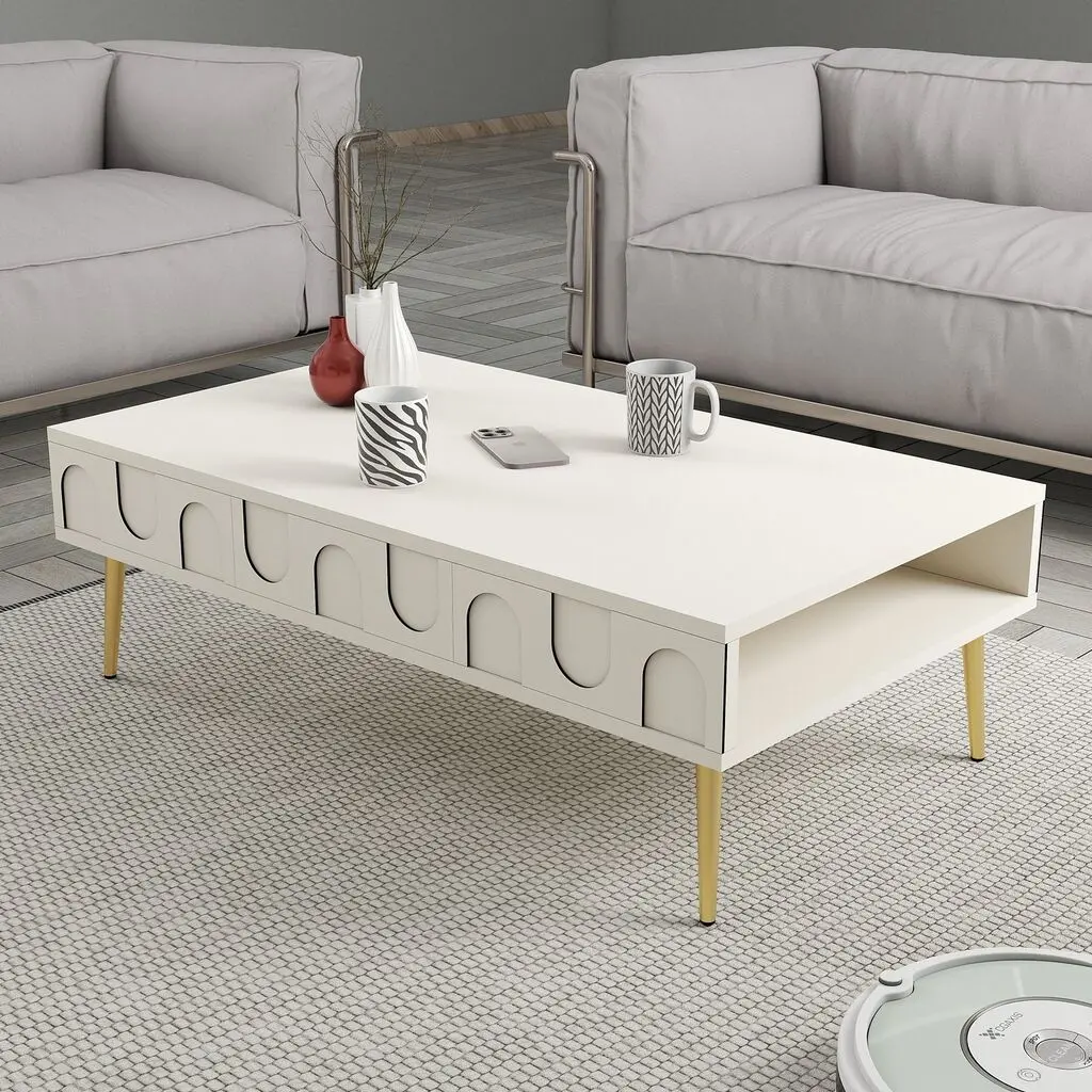Hanah Home Klub sto Lyon 33, 105x33.6x60 cm, Sivo-zlatne boje