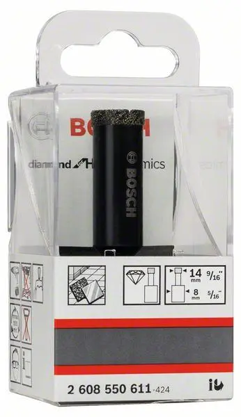 BOSCH Dijamantska burgija za mokro bušenje Diamond for Hard Ceramics 2608550611 14 x 35 mm crna