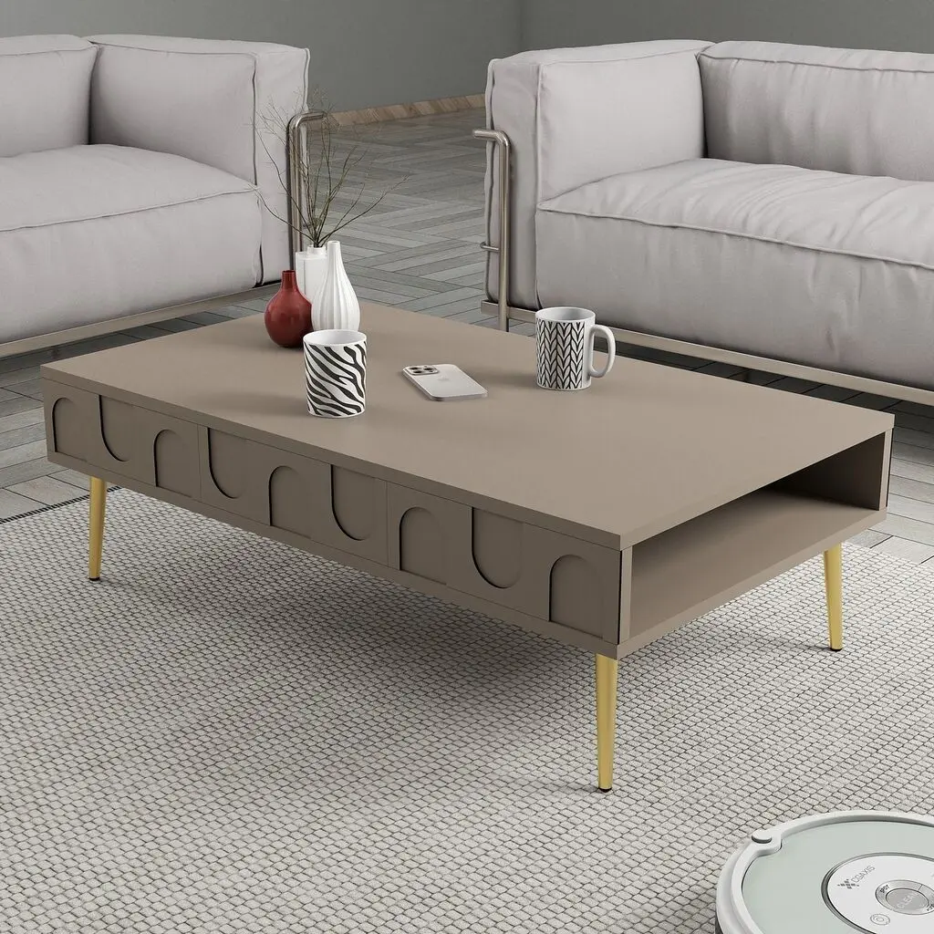 Hanah Home Klub sto Lyon 33, 105x33.6x60 cm, Belo-zlatne boje