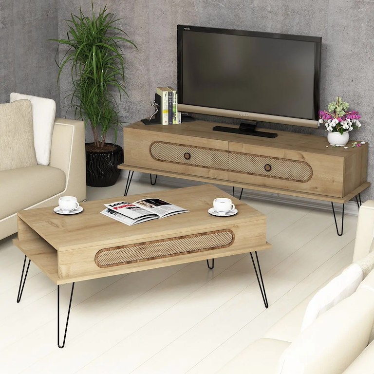 Hanah Home Set TV Komoda i klub sto Hrast