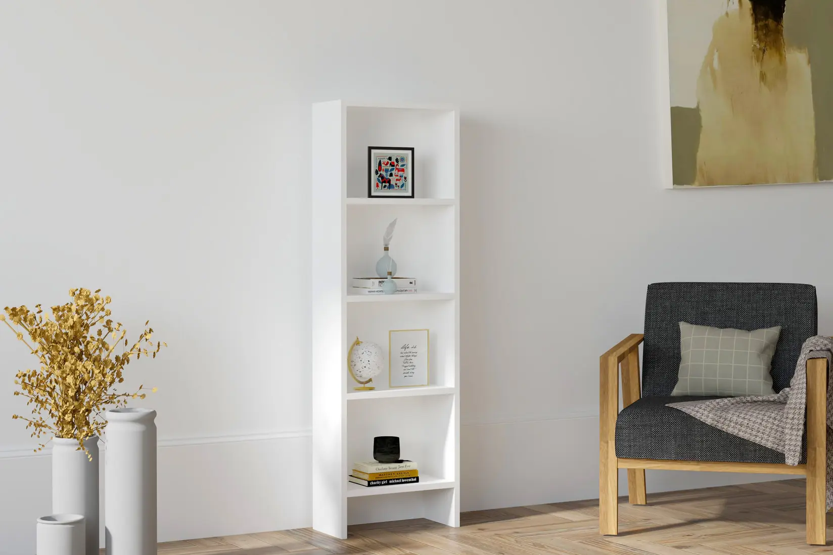 Hanah Home Polica 40x150x19,6cm Bela