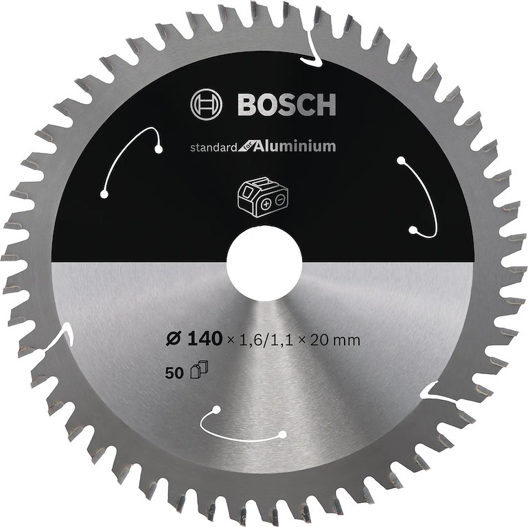 Bosch Standard for Aluminium list kružne testere za akumulatorske testere 140x1,6x20 T50 2608837755, 140x1,6x20 T49