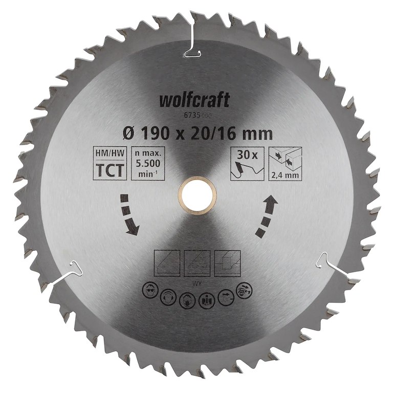 WOLFCRAFT Kružna testera za ručne cirkulare, HM, 190mm 6735000