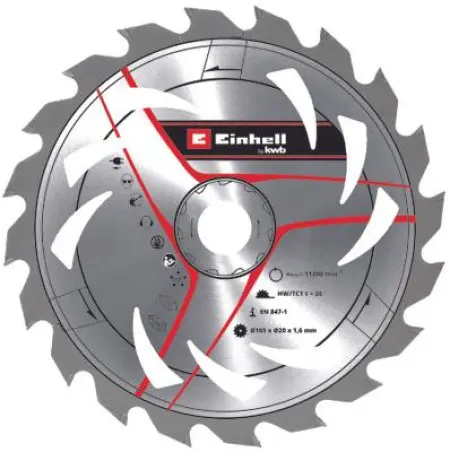 Einhell Rezni list 165 x 20 x 1.6 mm T20 za tvrdo, meko drvo i pvc, TCT, TE-CS 18 Li/165 Li-Solo, TE-PS 165