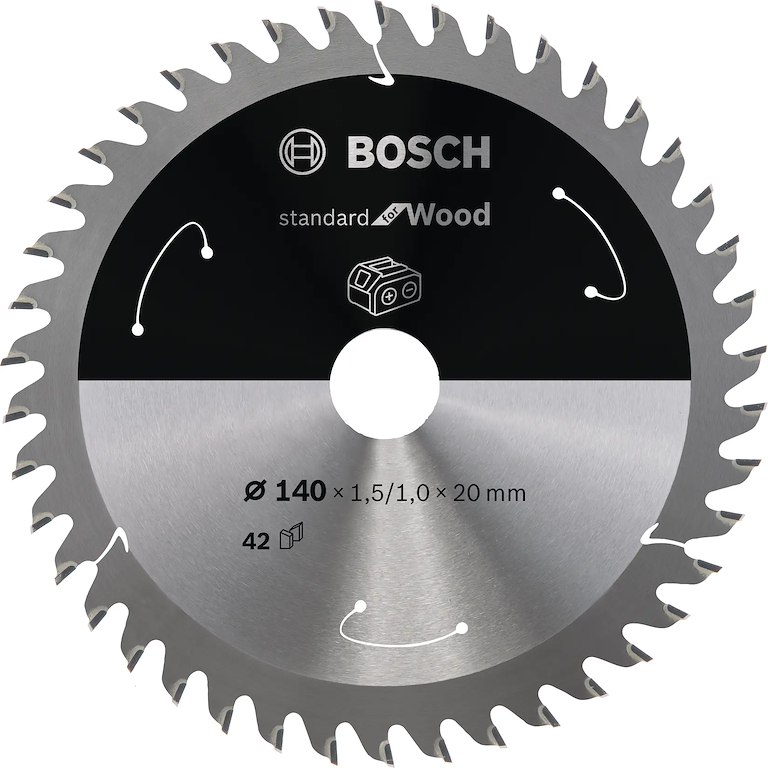 Bosch Standard for Wood list kružne testere za akumulatorske testere 140x1,5x20 T42 2608837672, 140x1,5x20 T42