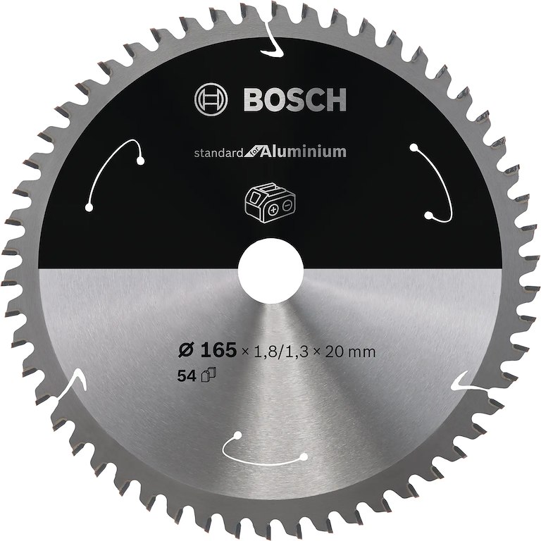 Bosch Standard for Aluminium list kružne testere za akumulatorske testere 165x1,8x20 T54 2608837763, 165x1,8x20 T54