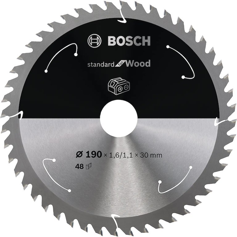 Bosch Standard for Wood list kružne testere za akumulatorske testere 190x1,6x30 T48 2608837710, 190x1,6x30 T48