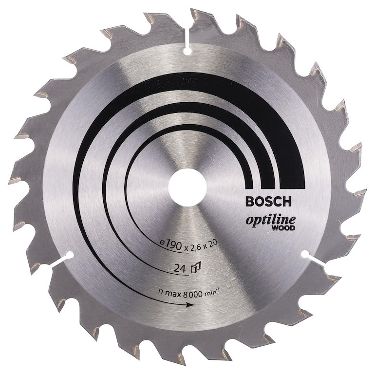Bosch List kružne testere Optiline Wood 2608640612, 190 x 20/16 x 2,6 mm, 24