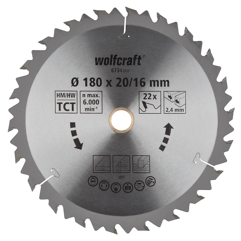 WOLFCRAFT Kružna testera za ručne cirkulare, HM, 180mm 6734000