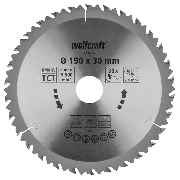 WOLFCRAFT Kružna testera za ručne cirkulare, HM, 190mm 6736000
