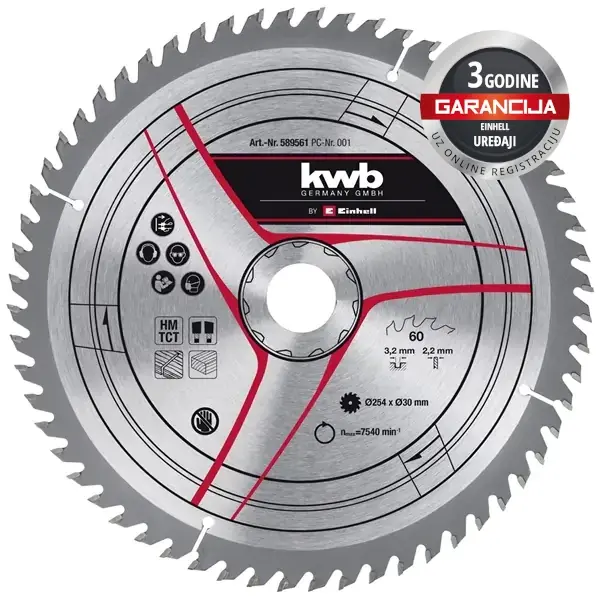 EINHELL Rezni list TCT 254x30x3.2 T60