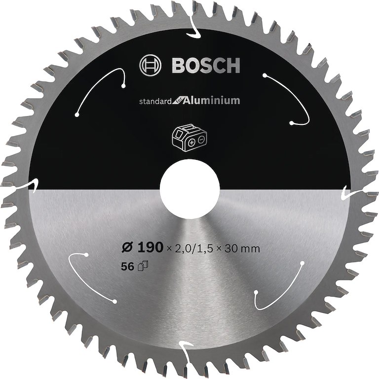 Bosch Standard for Aluminium list kružne testere za akumulatorske testere 190x2,0x30 T56 2608837771, 190x2,0x30 T55
