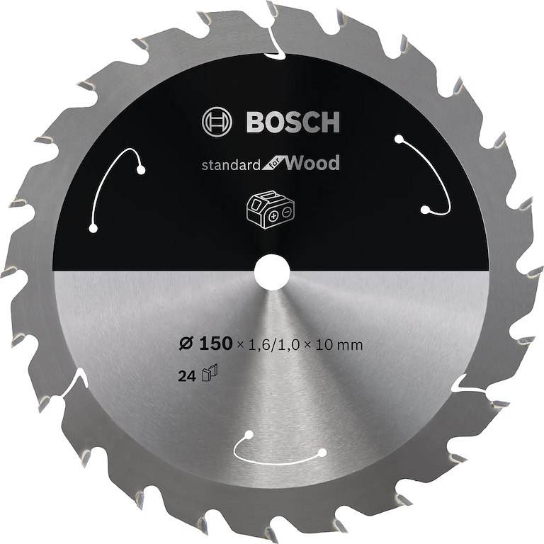 Bosch Standard for Wood list kružne testere za akumulatorske testere 150x1,6x10 T24 2608837673, 150x1,6x10 T24