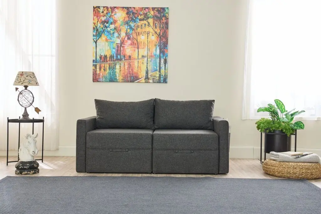 Atelier del Sofa Dvosed na razvlačenje Saros, 155x72x110cm, Antracit