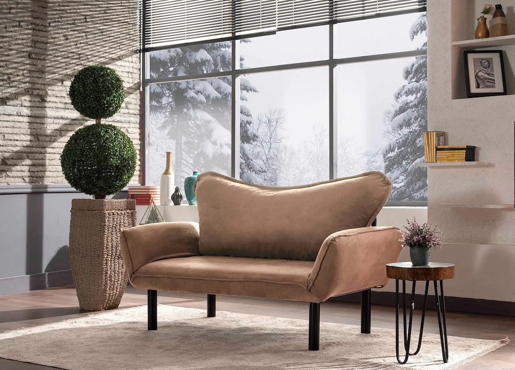 Atelier del Sofa Dvosed na razvlačenje Chatto 140x70x65cm Svetlobraon