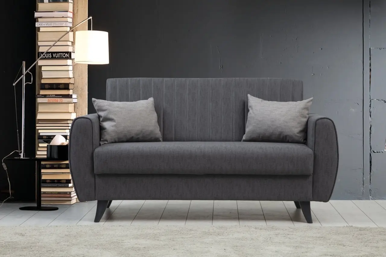 Atelier del Sofa Dvosed na razvlačenje Alkon 158x86x77cm Tamnosivi