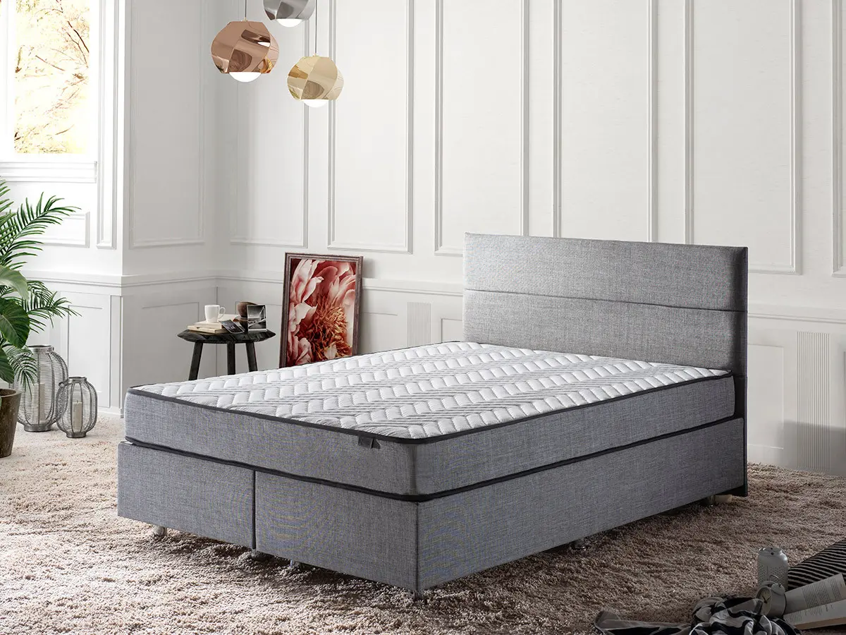 Hanah Home Bračni krevet sa prostorom za odlaganje Silver 140x38x190cm Crni