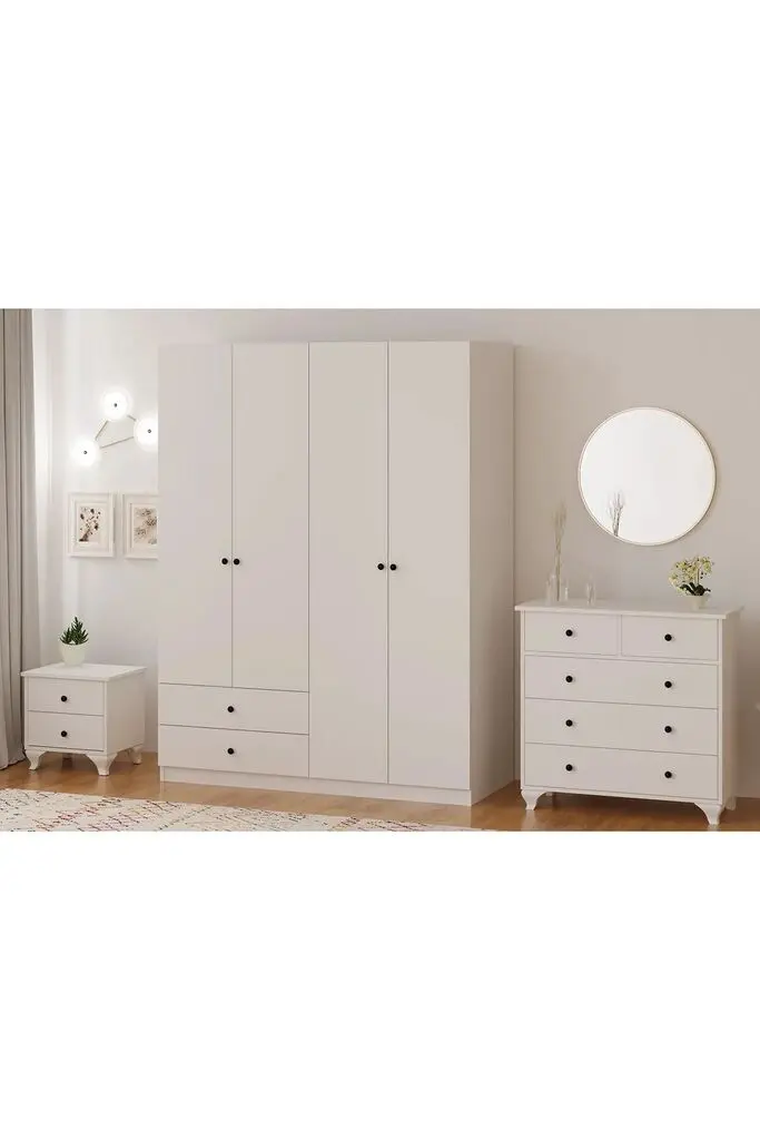 Hanah Home Set nameštaja za spavaću sobu Rb-068, Beli