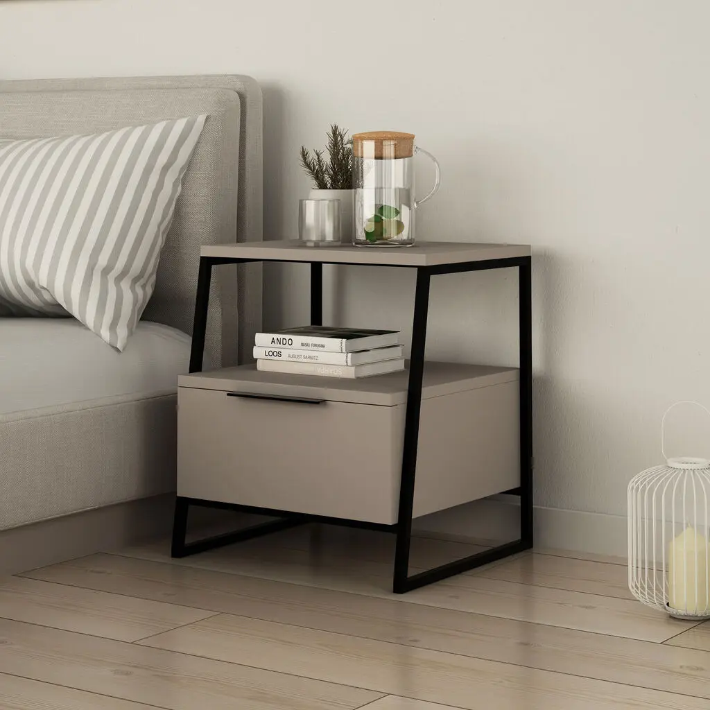 Hanah Home Pal Light Mocha v2 Komoda, Sivo-Crna