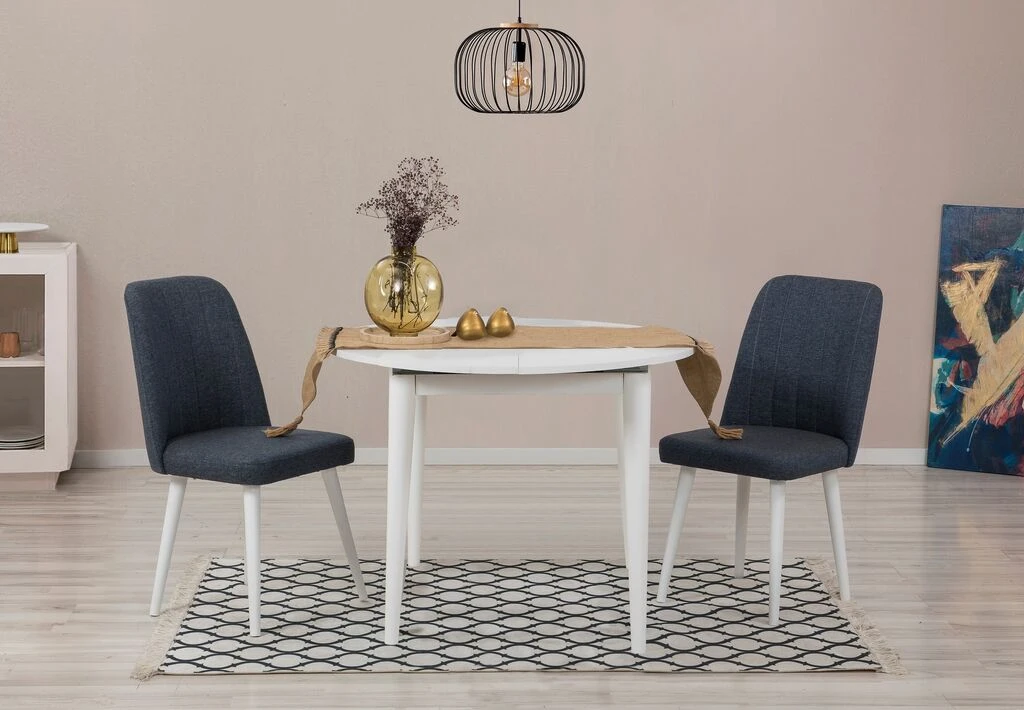 Hanah Home Set Trpezarijski sto i 2 trpezarijske stolice Vina 1048, Beli