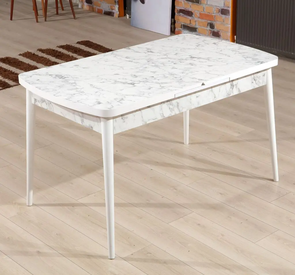 Hanah Home Trpezarijski sto na razvlačenje Carrara, 132-170 cm, Beli