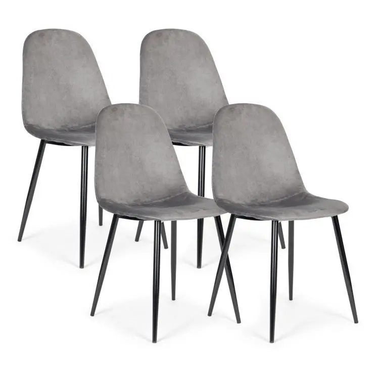 ModernHome Set od 4 trpezarijske stolice Velvet, Sivi