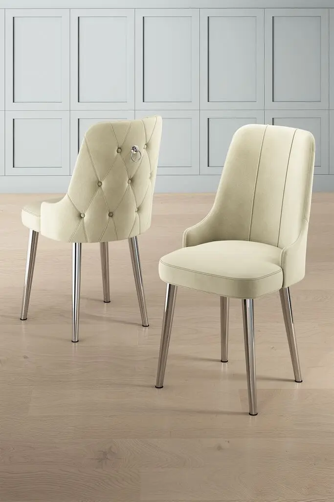 Hanah Home Set stolica Newa, 46x94x46 cm, 2 komada, Srebrno-krem boje
