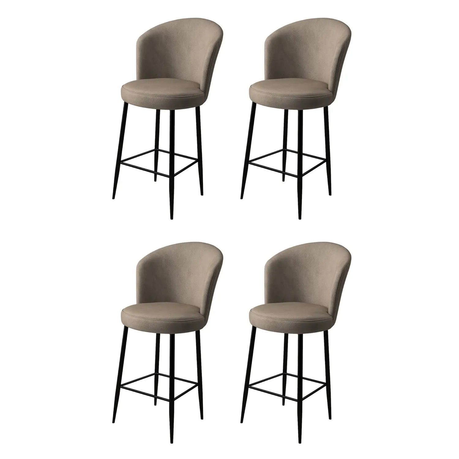 Hanah Home Set 4 barske stolice Fora Kapućino-Crni