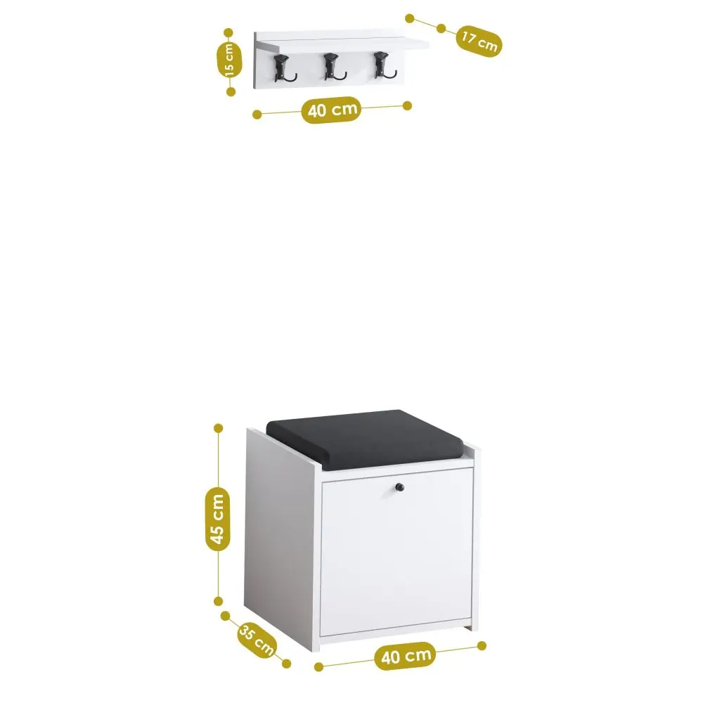 Hanah Home Čiviluk Tinky sa oramrićem za cipele, Beli