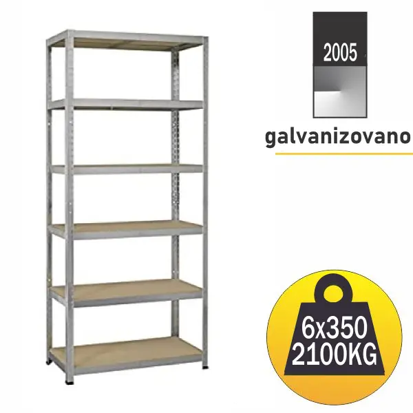 SMART STORAGE Polica metal medijapan 213x90x60cm 6x350kg