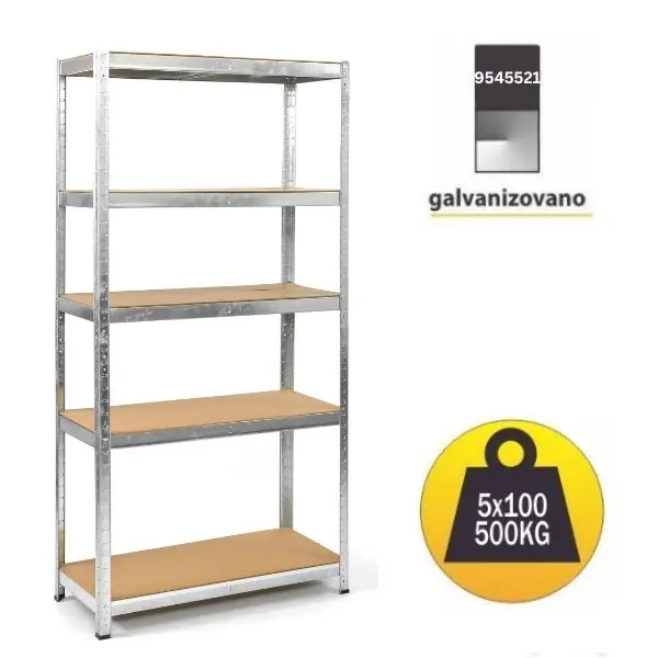 SMART STORAGE Polica metal-medijapan, 180x100x30cm, 5x100kg, Galva